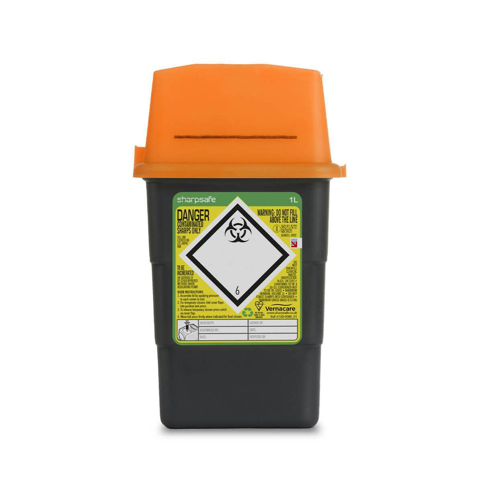 1 Litre Sharpsafe Orange Sharps Bin - UKMEDI