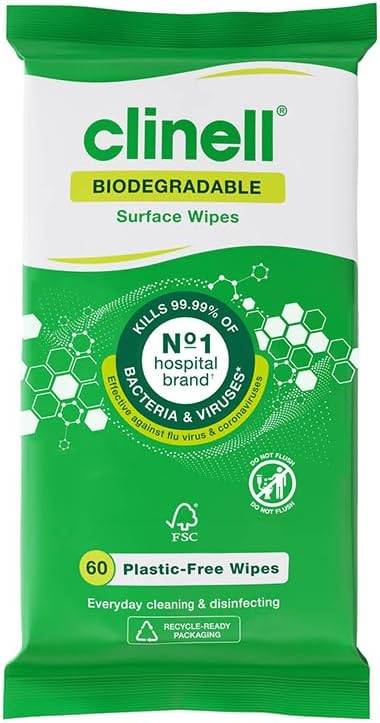 Clinell Universal Biodegradable Surface Wipes Pack of 60 – UKMEDI