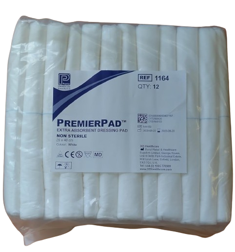 PremierPad Non–Sterile Wound Dressing Pads 20cm x 40 cm Pack of 12 – UKMEDI