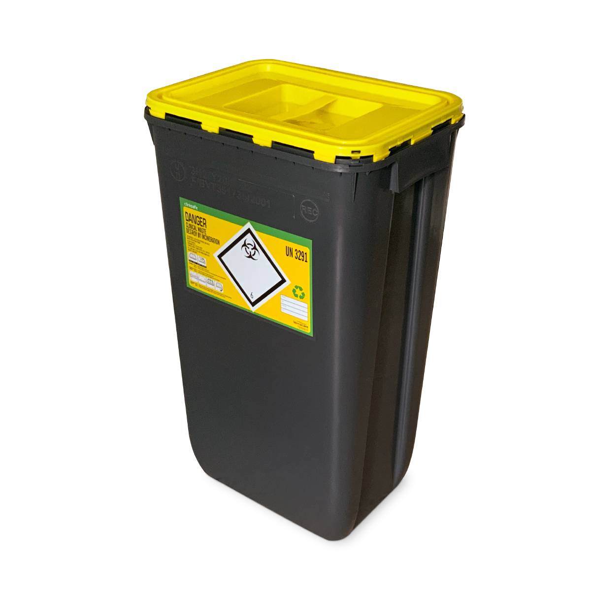 60 Litre Clinisafe Grey UK Yellow Flat Lid – UKMEDI
