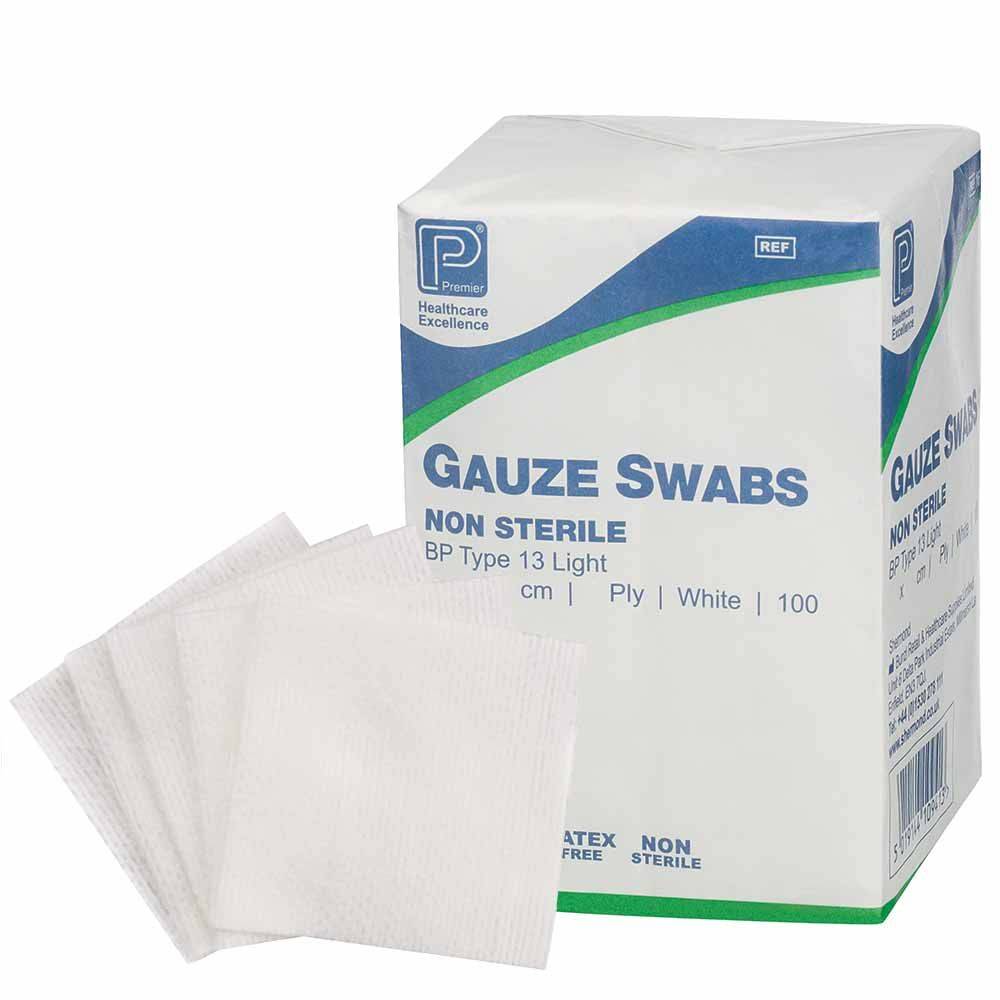 5cm x 5cm Non Sterile 12 Ply Gauze Swabs White Pack of 100 – UKMEDI