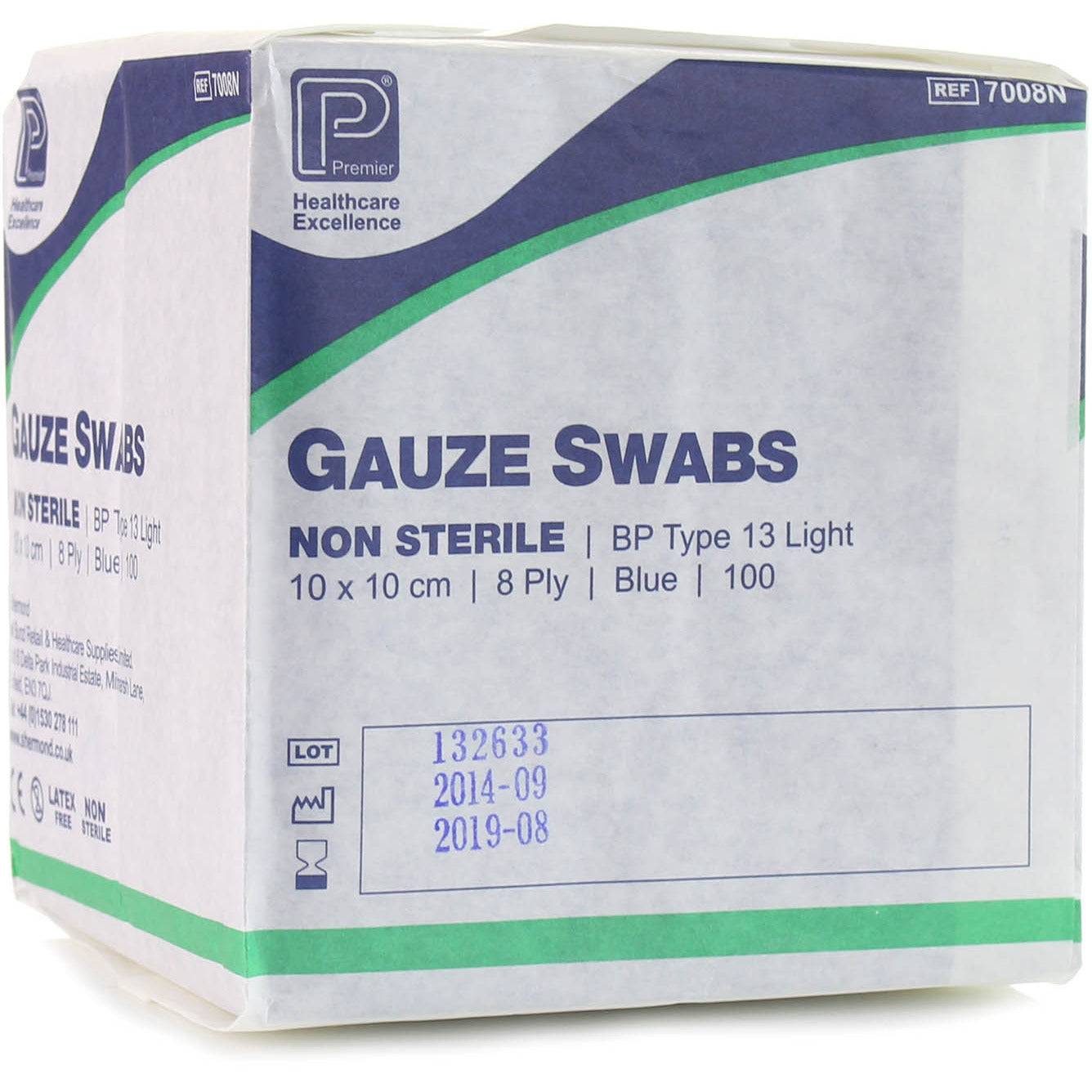 10cm x 10cm 8 Ply Premier Blue Cotton Gauze Swabs Pack of 100 – UKMEDI