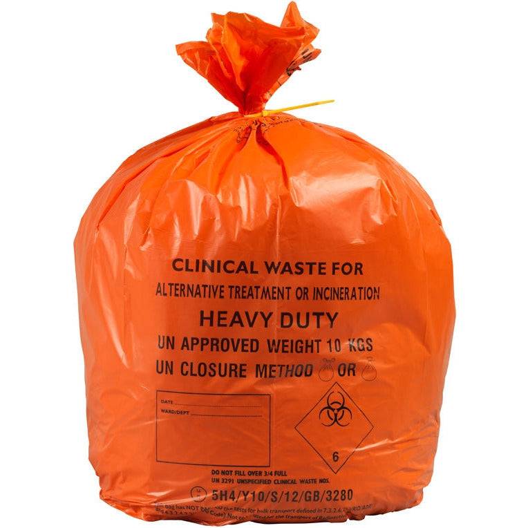 Orange Heavy Duty Clinical Waste Sacks 90 Litres x 25 – UKMEDI