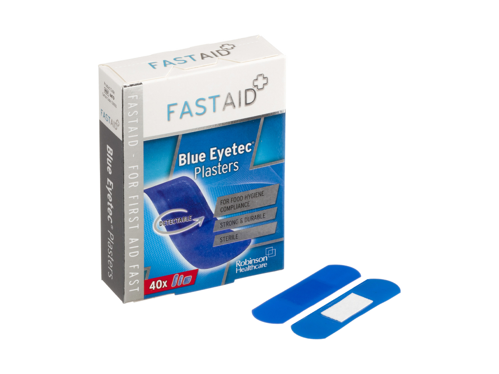 Fast Aid Sterile Blue Eyetec Plasters 40 Assorted Plasters In 3 Sizes ...