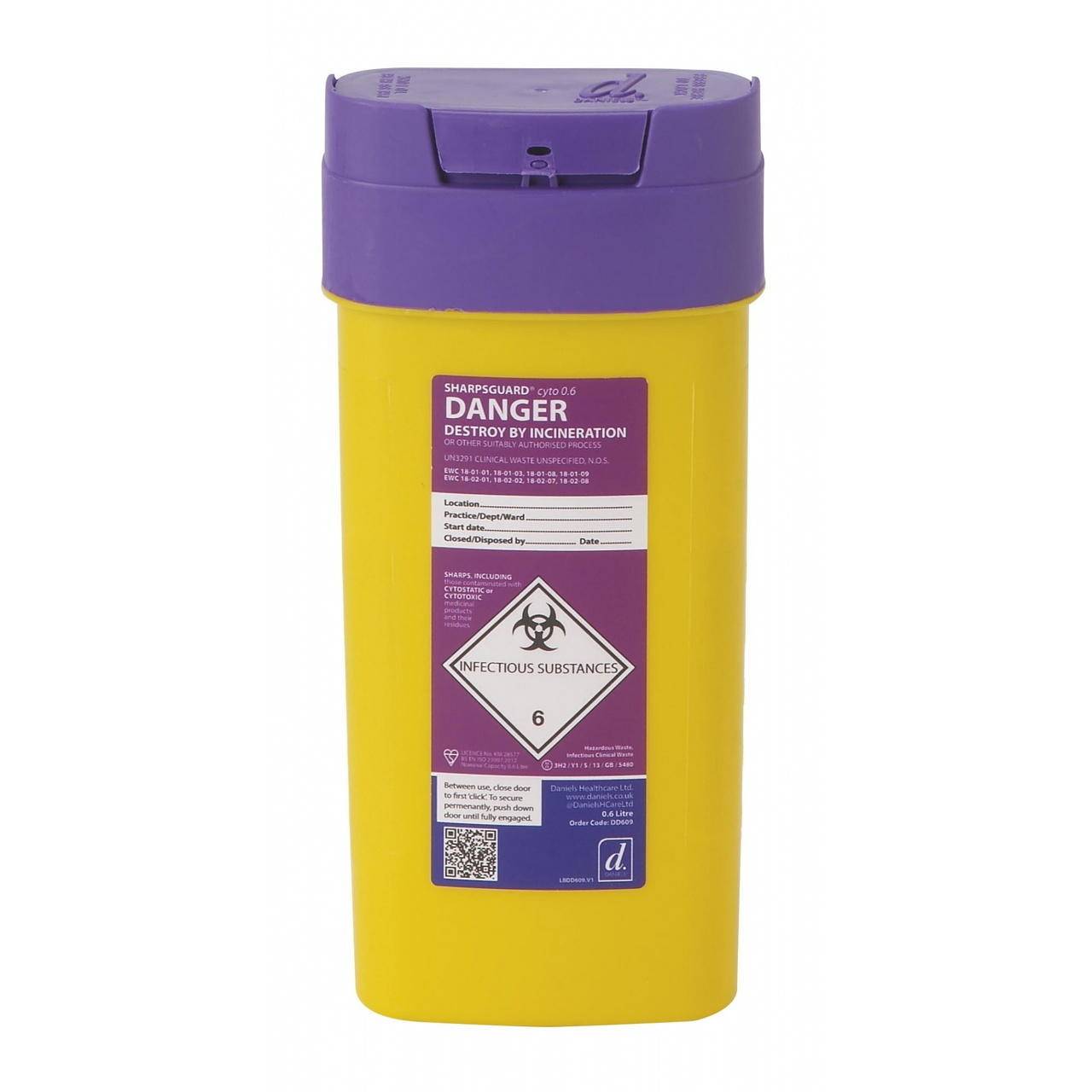 0.6 Litre Sharpsguard Purple Cyto Sharps Bin – UKMEDI