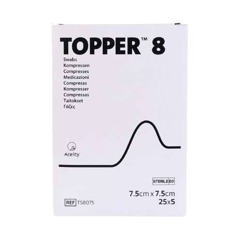 7.5cm x 7.cm Topper 8 12 ply Non Sterile Swabs Pack of 125 J&J – UKMEDI