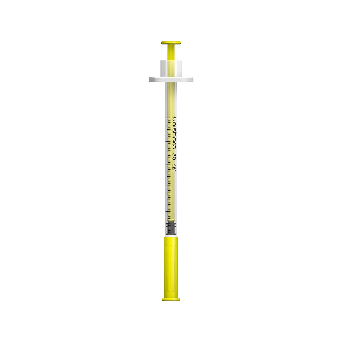 0.5ml 0.5 inch 30G Yellow Unisharp Syringe - UKMEDI
